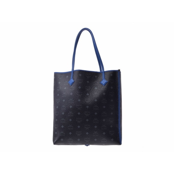 MCM | Bags | Mcm Black Pouch Tote Bag Blue Leather | Poshmark